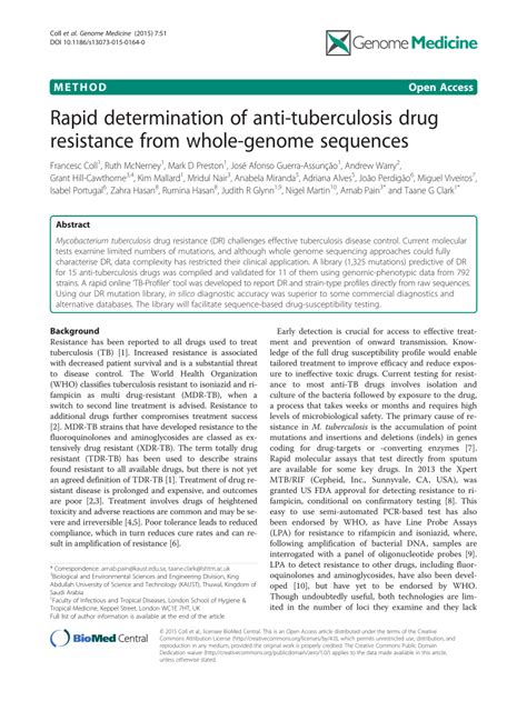 Pdf Rapid Determination Of Anti Tuberculosis Drug Resistance From