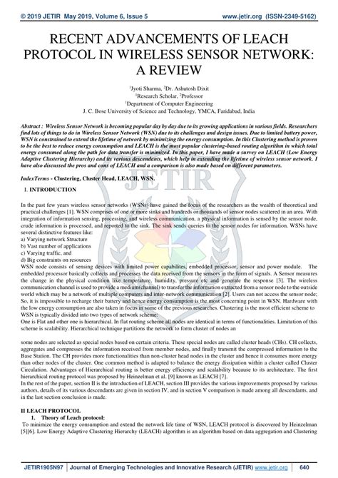 Pdf Recent Advancements Of Leach Protocol In Wireless Sensor Network A Review 1