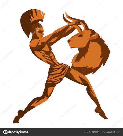 Theseus Minotaur Head Greek Mythology Tale Stock Vector By ©matintheworld 408738756