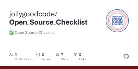 Github Jollygoodcode Open Source Checklist White Check Mark Open Source Checklist