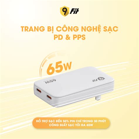 Củ Sạc Nhanh 65w 2c 9fit Slim Gan Dành Cho Andoidios Công Nghệ Pd