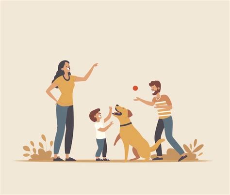 семья с собакой и женщина с мужчиной указывающим на собаку Премиум Фото