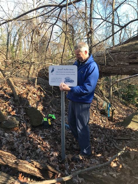 new signs installed around protected stream buffer on south campus