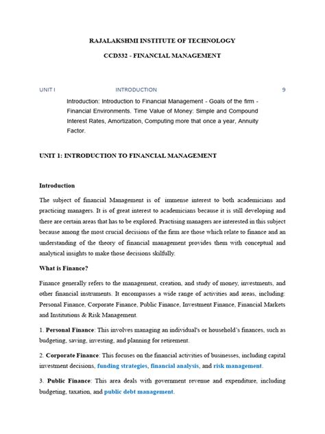 Fm Unit I Notes Pdf Present Value Interest