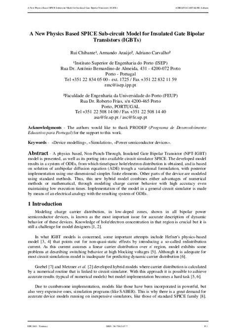 pdf a new physics based spice sub circuit model for insulated gate