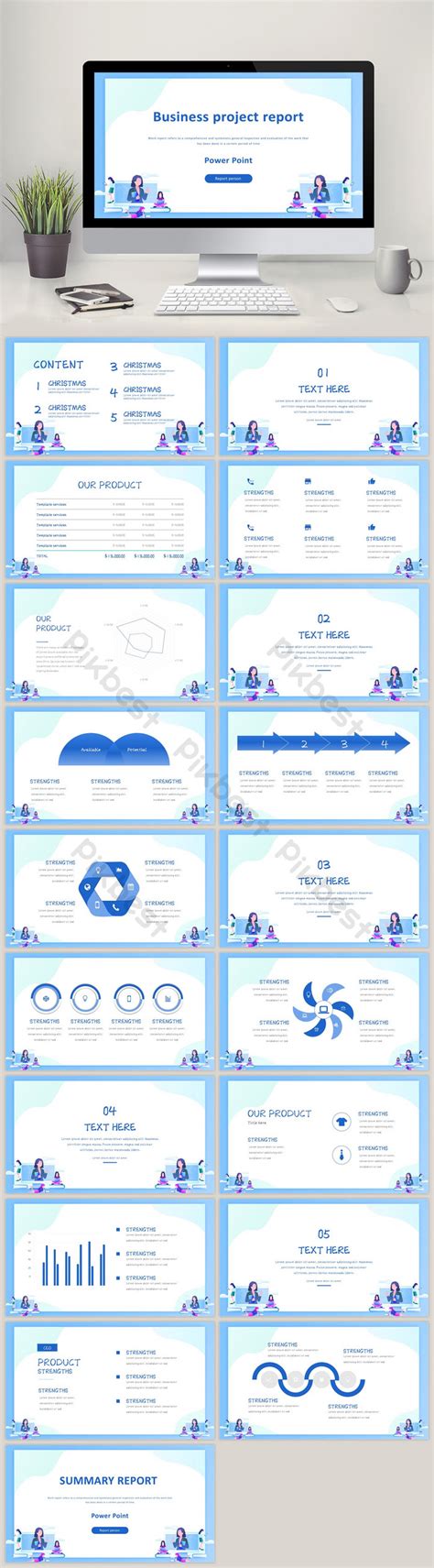 Blue Business Project Report PPT Template PowerPoint PPT Template Free Download Pikbest