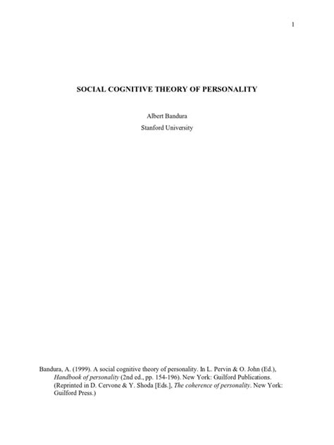 Social Cognitive Theory Of Personality Bandura1999hp Pdf Thought Causality