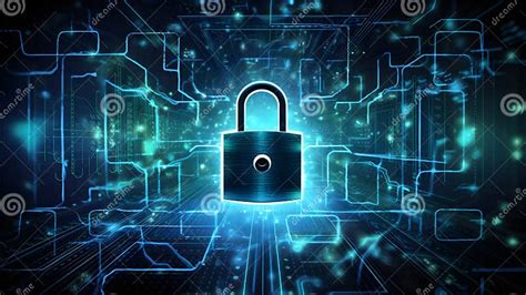 Padlock With Keyhole In Data Security On Circuit Modern Safety Digital