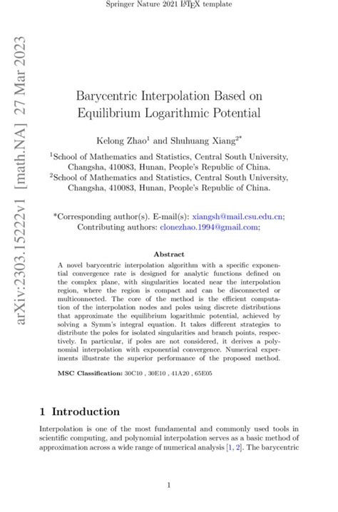 Barycentric Interpolation Based On Equilibrium Potential Deepai