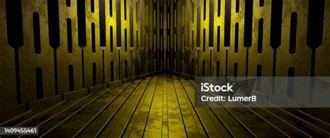 빈 우아한 현대 금속 주차 쇼룸 차고 스포트라이트 구리 브라운 또는 노란색 배너 배경 배경 화면 그래픽 디자인 3d 일러스트