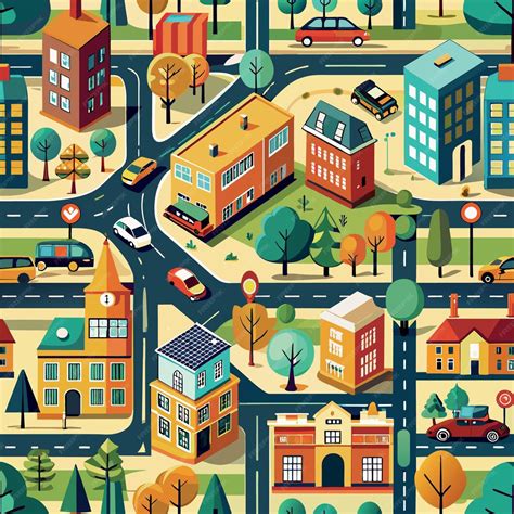 Premium Vector Street Map Of City Seamless Map Pattern Of Road