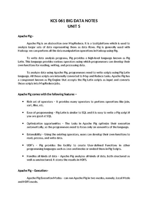Kcs 061 Big Data Notes Unit 5 Kcs 061 Big Data Notes Unit 5 Apache