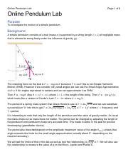 Pendulum Lab Pdf Online Pendulum Lab Online Pendulum Lab Page 1 Of 8 Purpose To Investigate