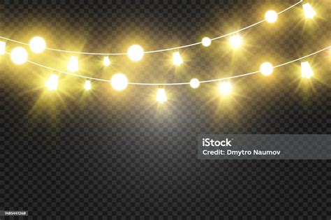 크리스마스 밝은 아름다운 조명 디자인 요소 Xmas 인사말 카드의 디자인을위한 빛나는 조명 화환 가벼운 크리스마스 장식 0명에 대한 스톡 벡터 아트 및 기타 이미지 Istock