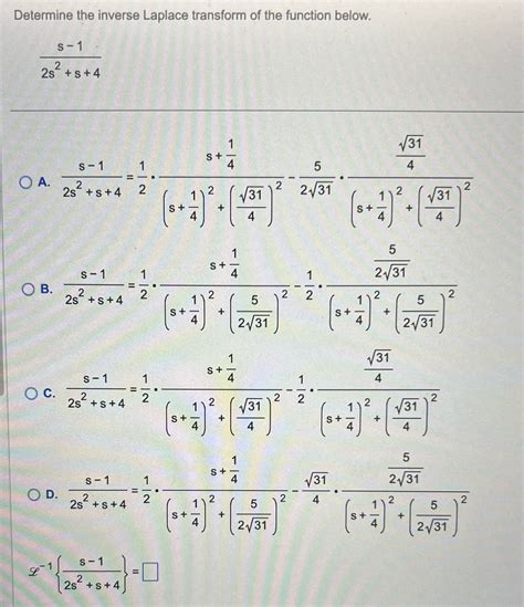 Solved Determine The Inverse Laplace Transform Of The Function Below