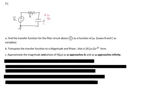 Solved 3 A Find The Transfer Function For The Filter