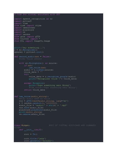 Code For Virtual Assistant With Gui Pdf Human Computer Interaction