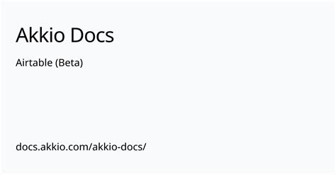 Airtable Beta Akkio Docs