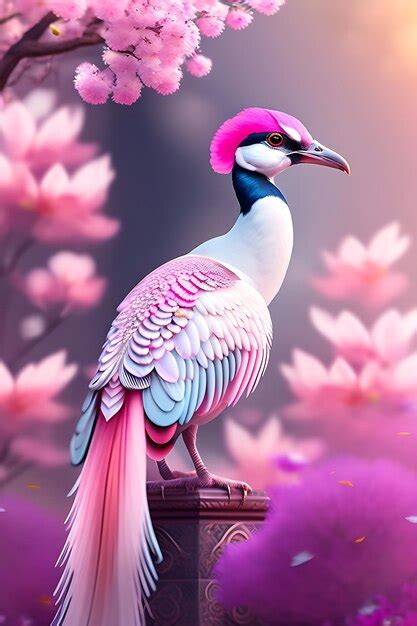 Premium Ai Image Beautiful White Peacock With Delicate Feathers Pink