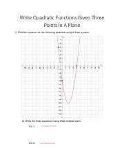 Write Quadratic Functions Given Three Points In A Plane Pdf Write Quadratic Functions Given