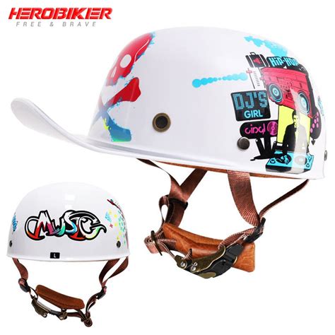 오픈 페이스 오토바이 하프 헬멧 스쿠터 레트로 헬멧 사이클링 야구 모자 라이딩 남성 헬멧 Aliexpress