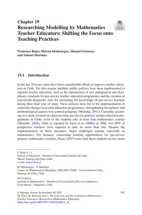 Pdf Researching Modelling By Mathematics Teacher Educators Shifting The Focus Onto Teaching