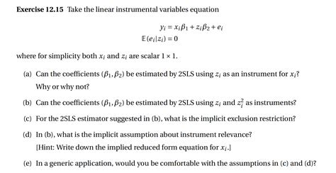 Exercise 1215 Take The Linear Instrumental Variables