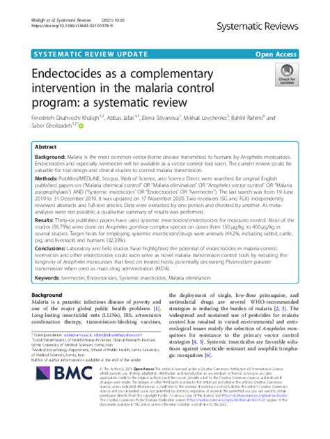 Pdf Endectocides As A Complementary Intervention In The Malaria