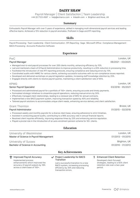 Payroll Cv Examples And Guide For 2025