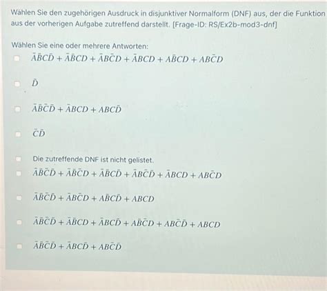 Solved Select The Corresponding Expression In Disjunctive
