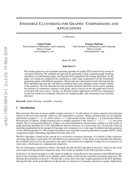 Pdf Ensemble Clustering For Graphs Comparisons And Applications