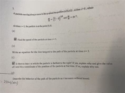 Solved A Particle Moving Along A Curve In The Plane Has Chegg