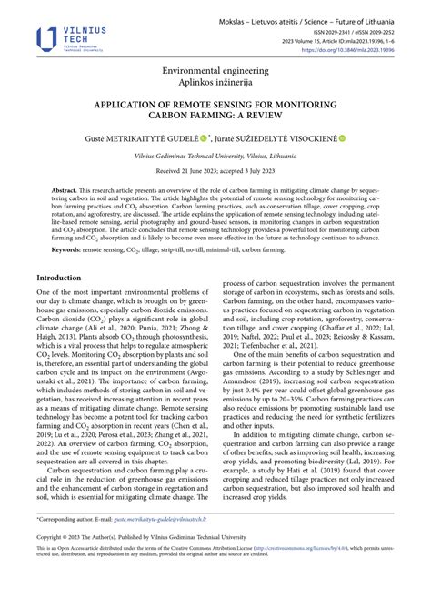 Pdf Application Of Remote Sensing For Monitoring Carbon Farming A Review