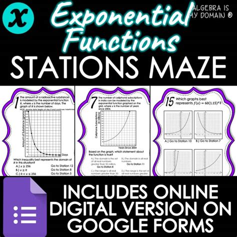 Stations Maze Exponential Functions Distance Learning Tpt