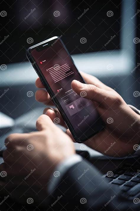 Hand Of Businessman Using Smartphone For Email With Notification Alert Online Communication