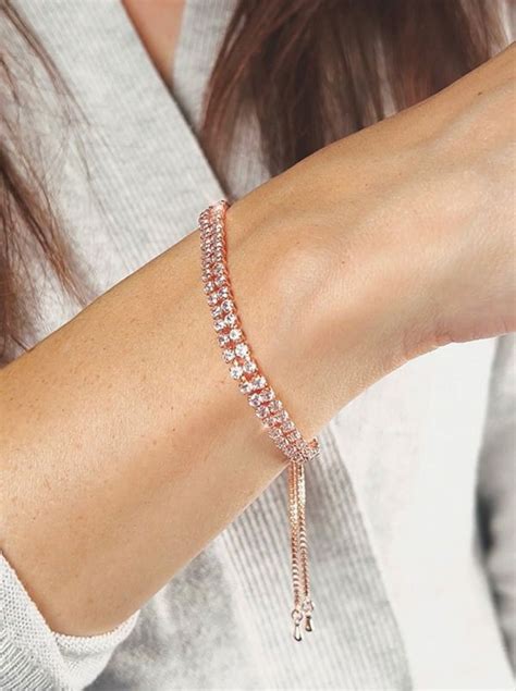 Double Diamond Rose Gold Bracelet Love Quotes Apparel