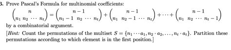 solved m 6 prove pascal s formula for multinomial