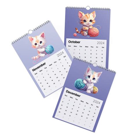 Cute Kitten Calendar Wall Calendar 2024 Calendar Cat Etsy