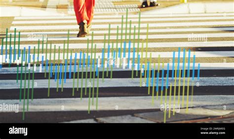 Image Of Financial Data Processing Over People On Zebra Crossing Stock
