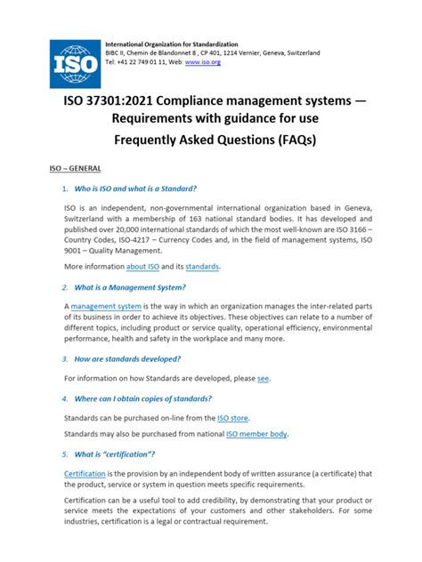 Iso 37301 Faqs May 2022 Pdf Regulatory Compliance Certification