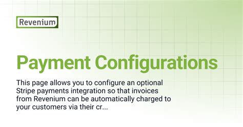 Payment Configurations Revenium Developer Docs
