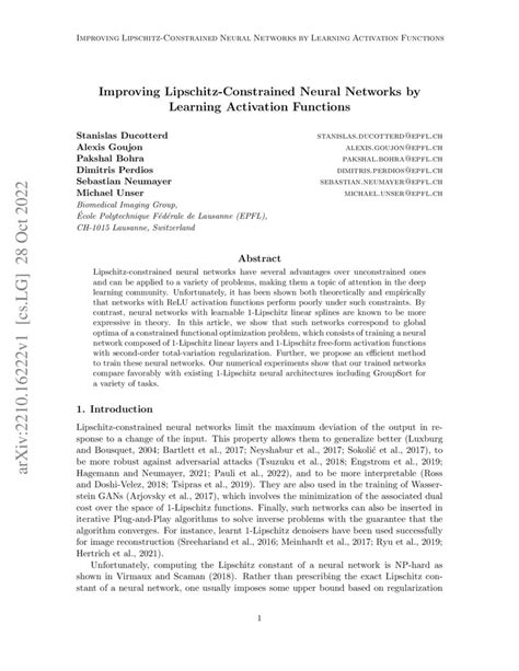 Improving Lipschitz Constrained Neural Networks By Learning Activation Functions Deepai