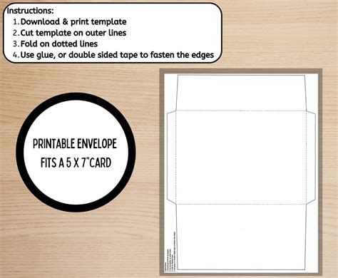 Printable Envelope Template 5x7 Digital Download File Etsy