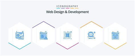 Web Design And Development 25 Blue Icon Pack Including Code Worldwide Scrum Search Engine