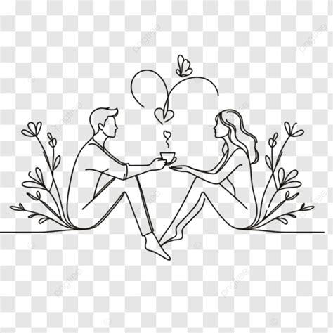서로 키스하는 커플의 연속 선 그리기는 로맨틱한 벡터 일러스트처럼 보입니다 로맨틱 커플 키스 발렌타인 데이 라인 아트 Png 일러스트 및 이미지 에 대한 무료 다운로드