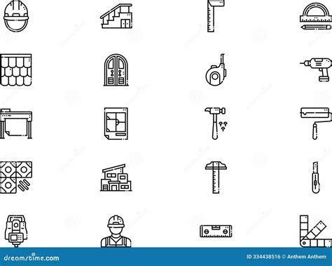 Architecture Icons Collection Is A Vector Illustration With Editable Stroke Stock Vector
