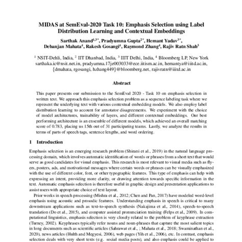 MIDAS At SemEval 2020 Task 10 Emphasis Selection Using Label Distribution Learning And
