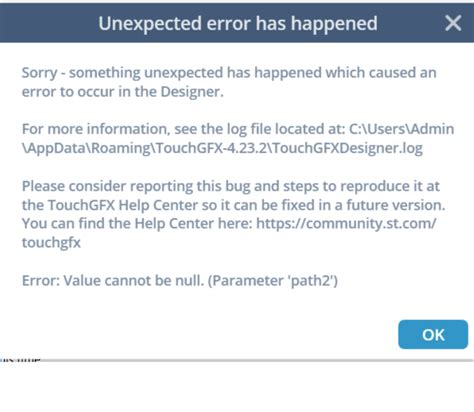 Solved Touchgfx Error Stmicroelectronics Community