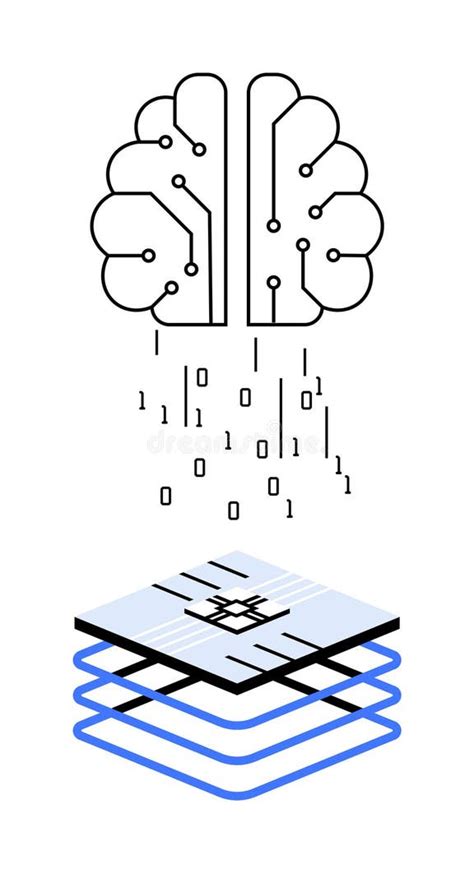 Stylized Brain With Binary Code Dropping Into Multi Layered Circuit