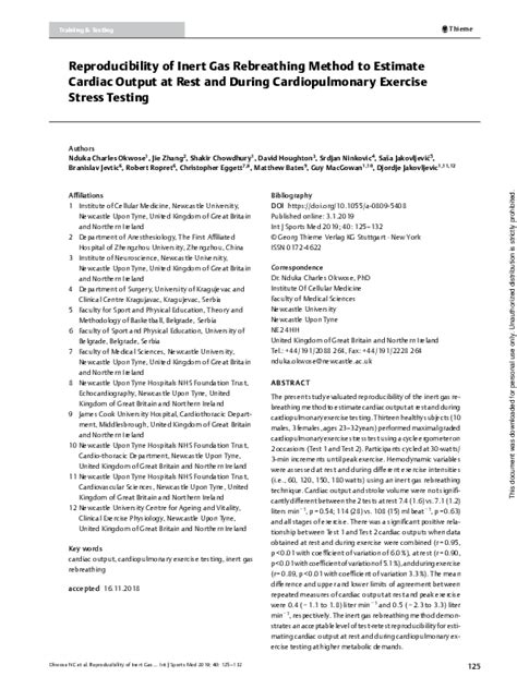 Pdf Reproducibility Of Inert Gas Rebreathing Method To Estimate